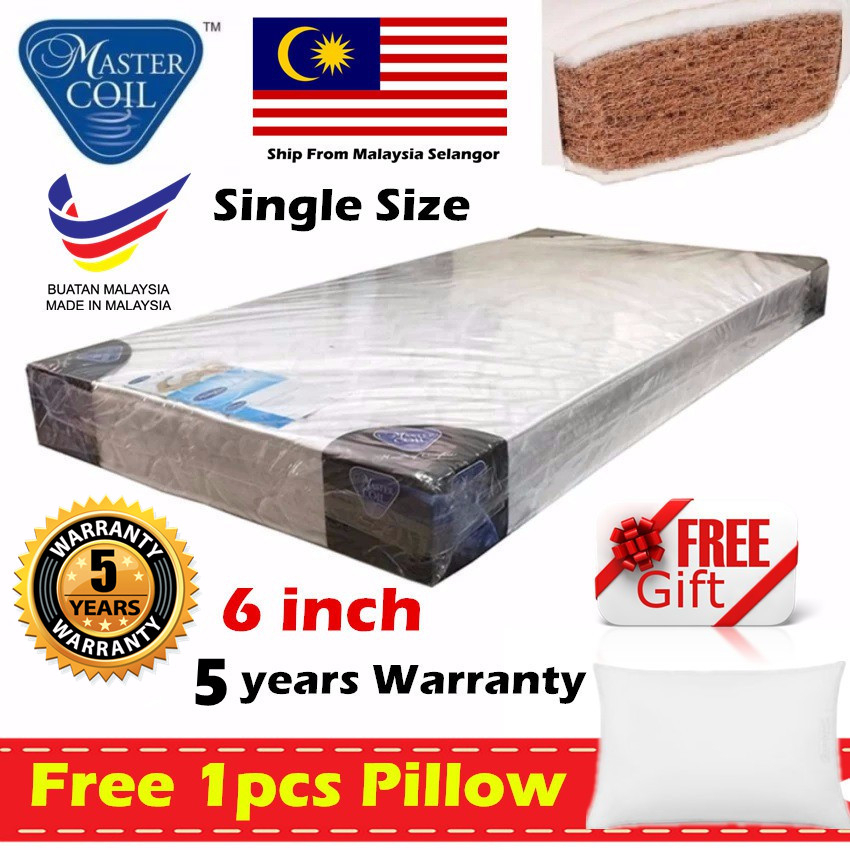 🇲🇾 🔥Masterfoam Mastercoil 🔥 6 Inch Coconut 100% Fibre Mattress Single Size mattress Tilam Sabut ...