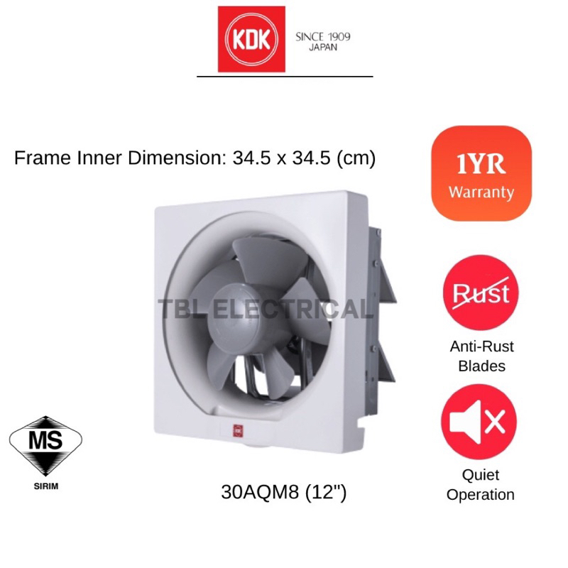 KDK Wall Mount Exhaust Fan 8" / 10" / 12" | 20AQM8 25AQM7 30AQM8 MEF801 MEF101 MEF121 (Kipas ...
