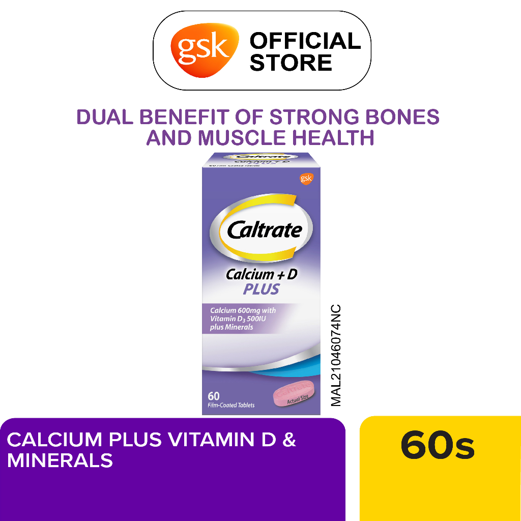 Caltrate 600 Plus Calcium Dietary Supplement For Bone Health With ...