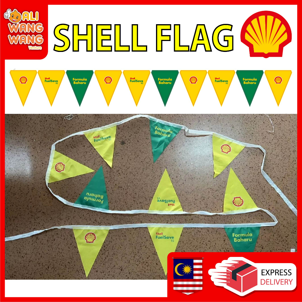 SHELL FLAG LINE PVC Shell Triangle Flag / FUEL SAVE 95 /checker flag ...