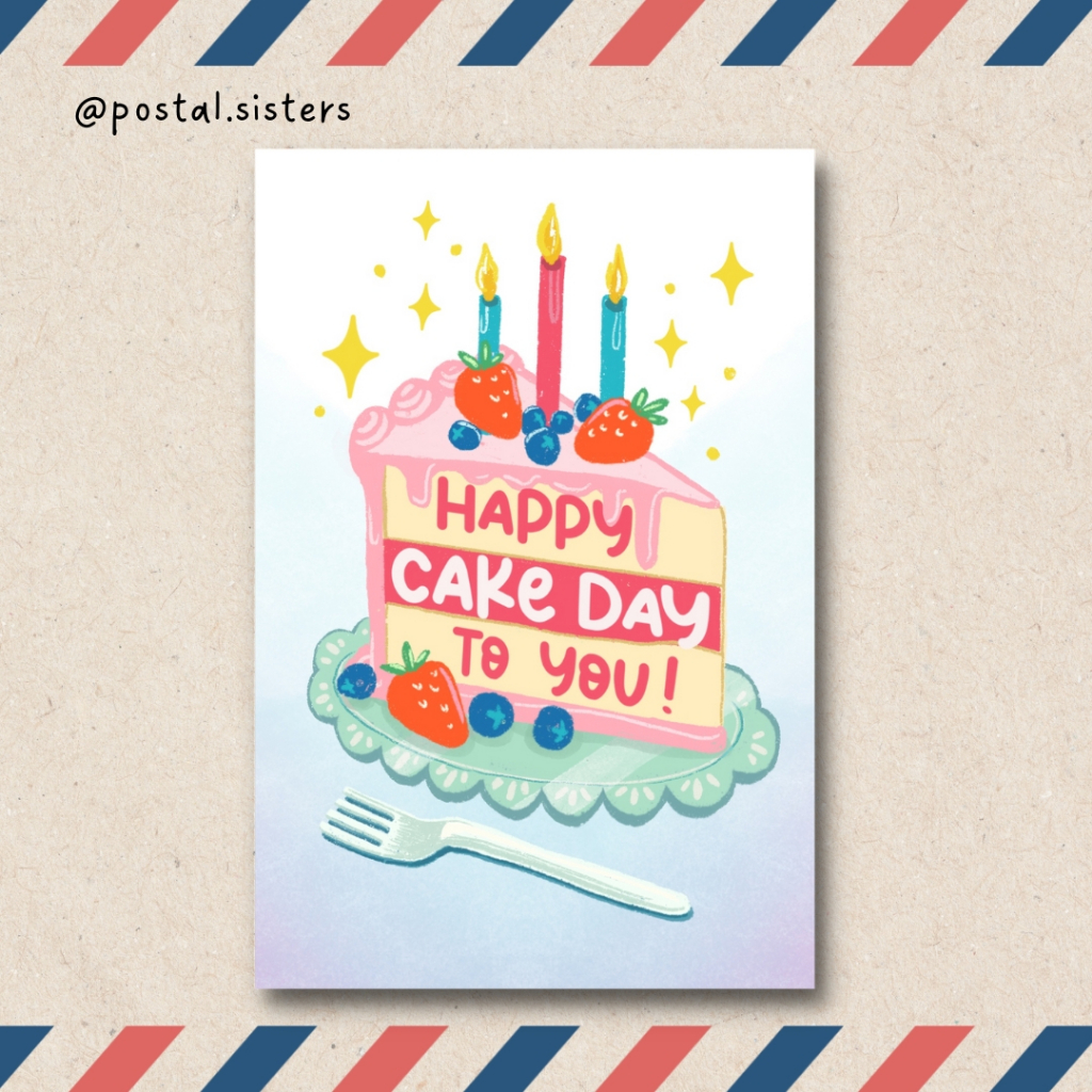 Happy Cake DayPostcard A6 | Birthday Post Card | Illustration Postcards ...
