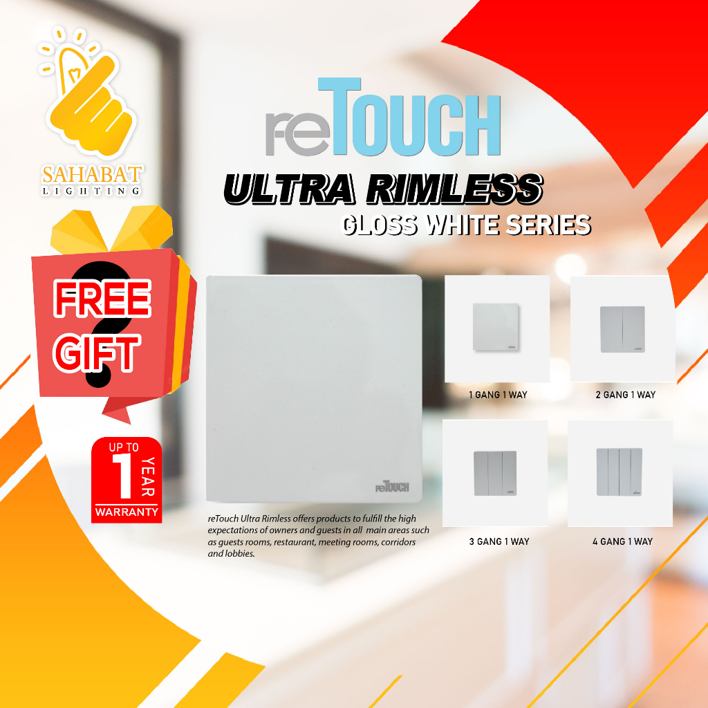 reTouch Ultra Rimless Series Switches [GLOSS WHITE] Switch Socket ...