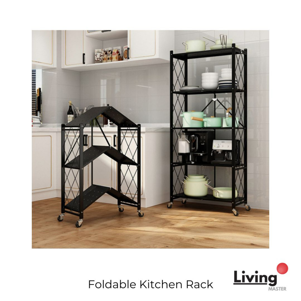 Foldable Kitchen Rack Wheel Kitchen Cabinet Stainless Steel Foldable ...