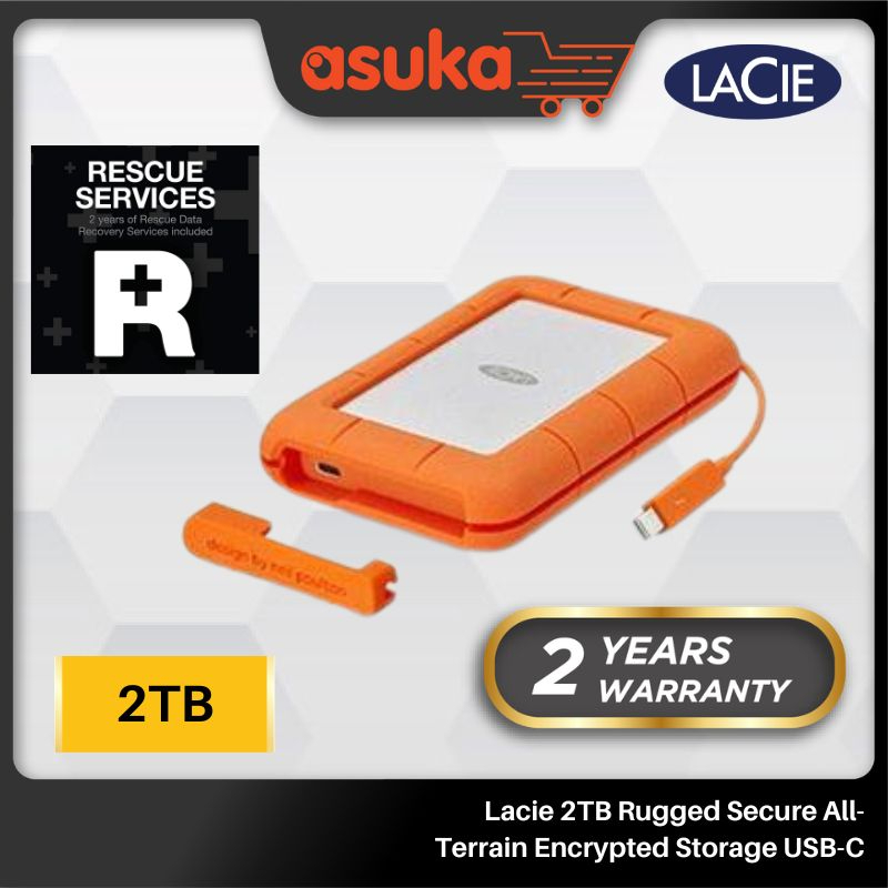 Lacie 2TB Rugged Secure All-Terrain Encrypted Storage USB-C ...