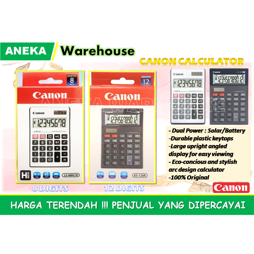 Canon Calculator / LS-88HI III (8 DIGITS)(GENERAL CALCULATOR) / AS-120R ...