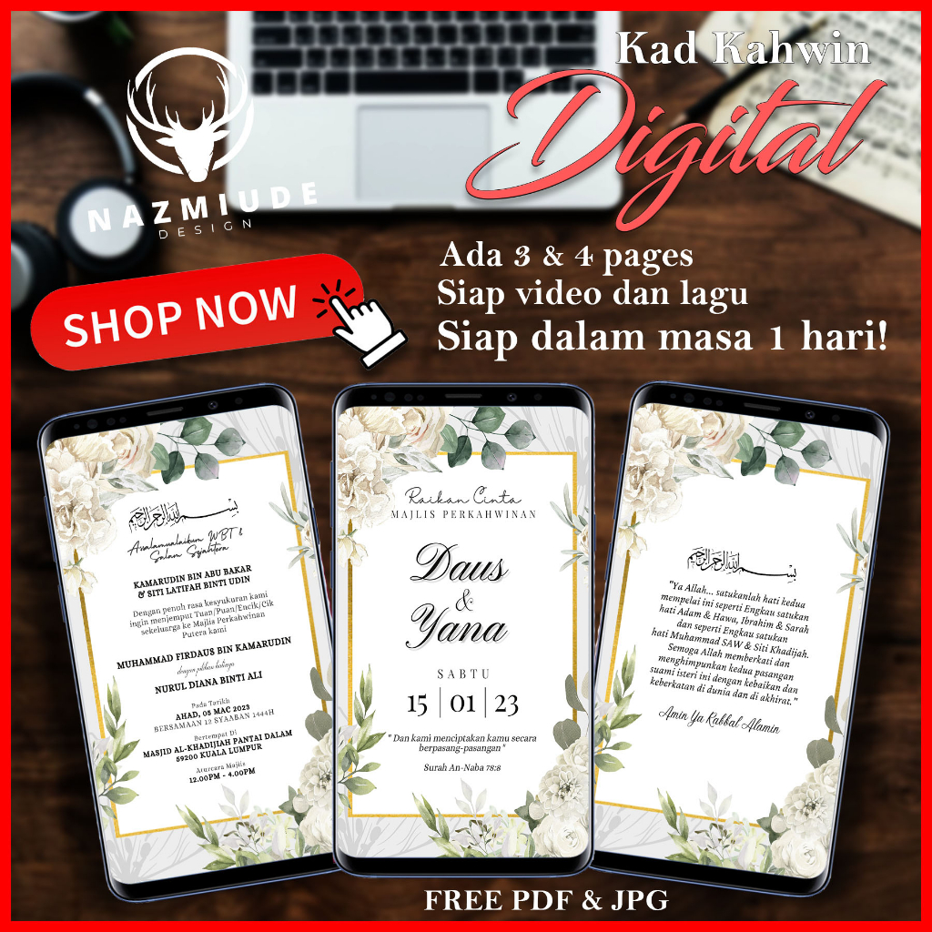 KAD KAHWIN DIGITAL WEDDING CARD DIGITAL KAD JEMPUTAN KAHWIN INVITATION ...