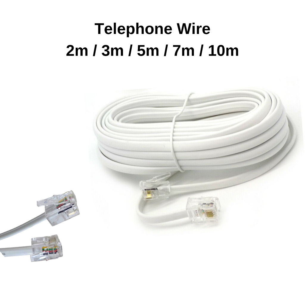 Telephone Wire 2m/ 3m/ 5m/ 7m/ 10 Meter Telephone Cable ~Ready Stock ...