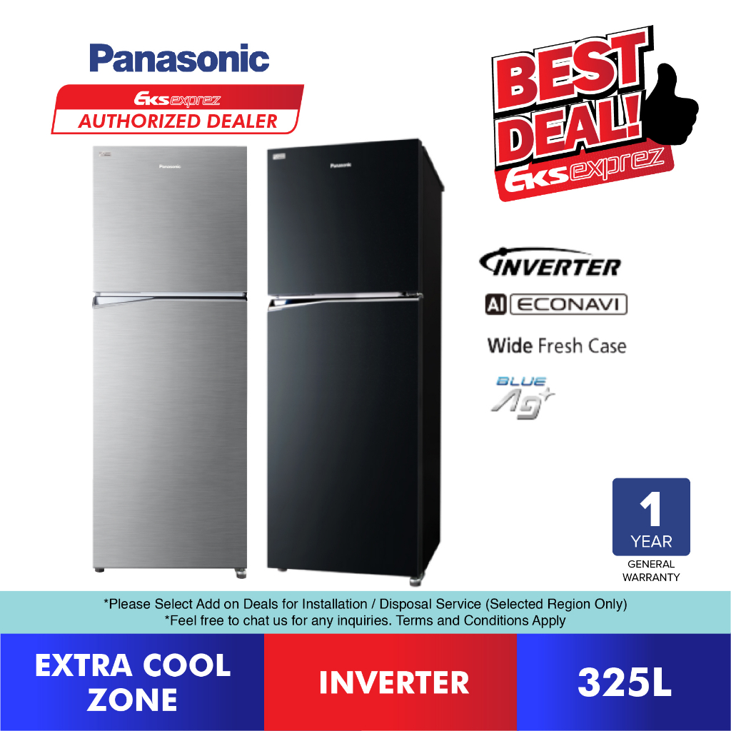 Panasonic Inverter 2-Door Top Freezer Fridge (325L) NR-TV341BPSM / NR ...