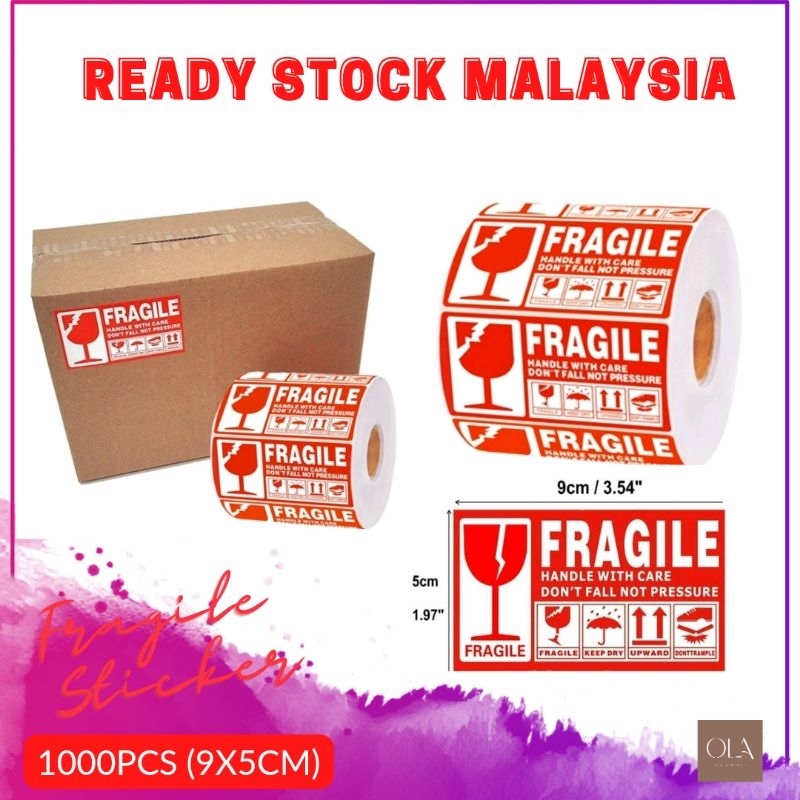 💥READY STOCK💥 1000 PCS Fragile Sticker Warning Label Poslaju Courier ...