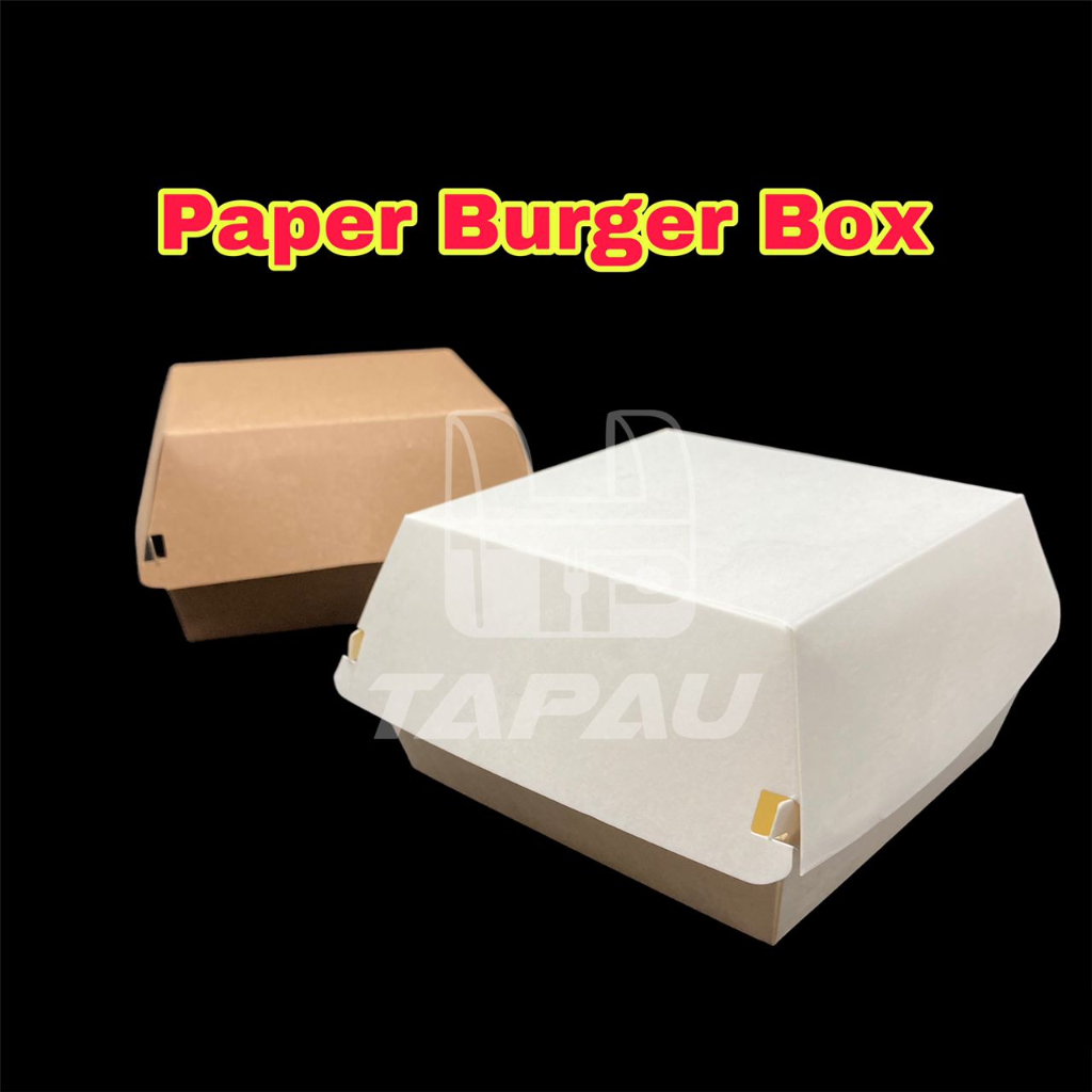 TAPAU - Paper Burger Box ( 50pcs± ) ABBAware - Disposable Paper Food ...