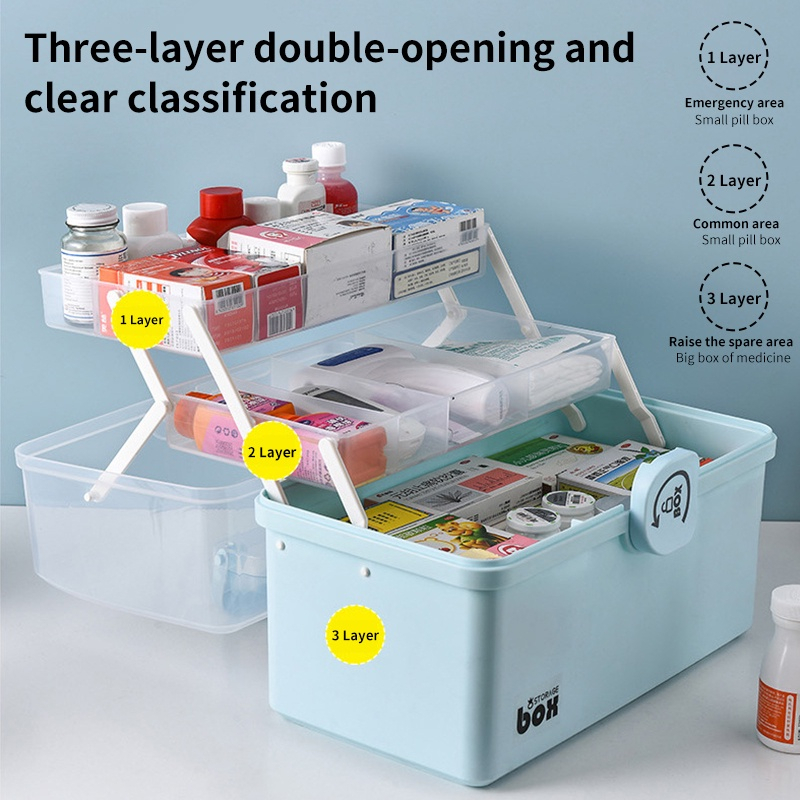 3 Tier Large Compact First Aid Kit Multi-purpose Storage Box ...