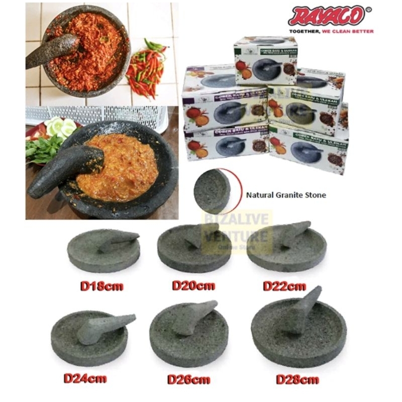 Lesung Gesek Batu Original | Mortar & Pestle | Cobek Batu & Ulekan ...
