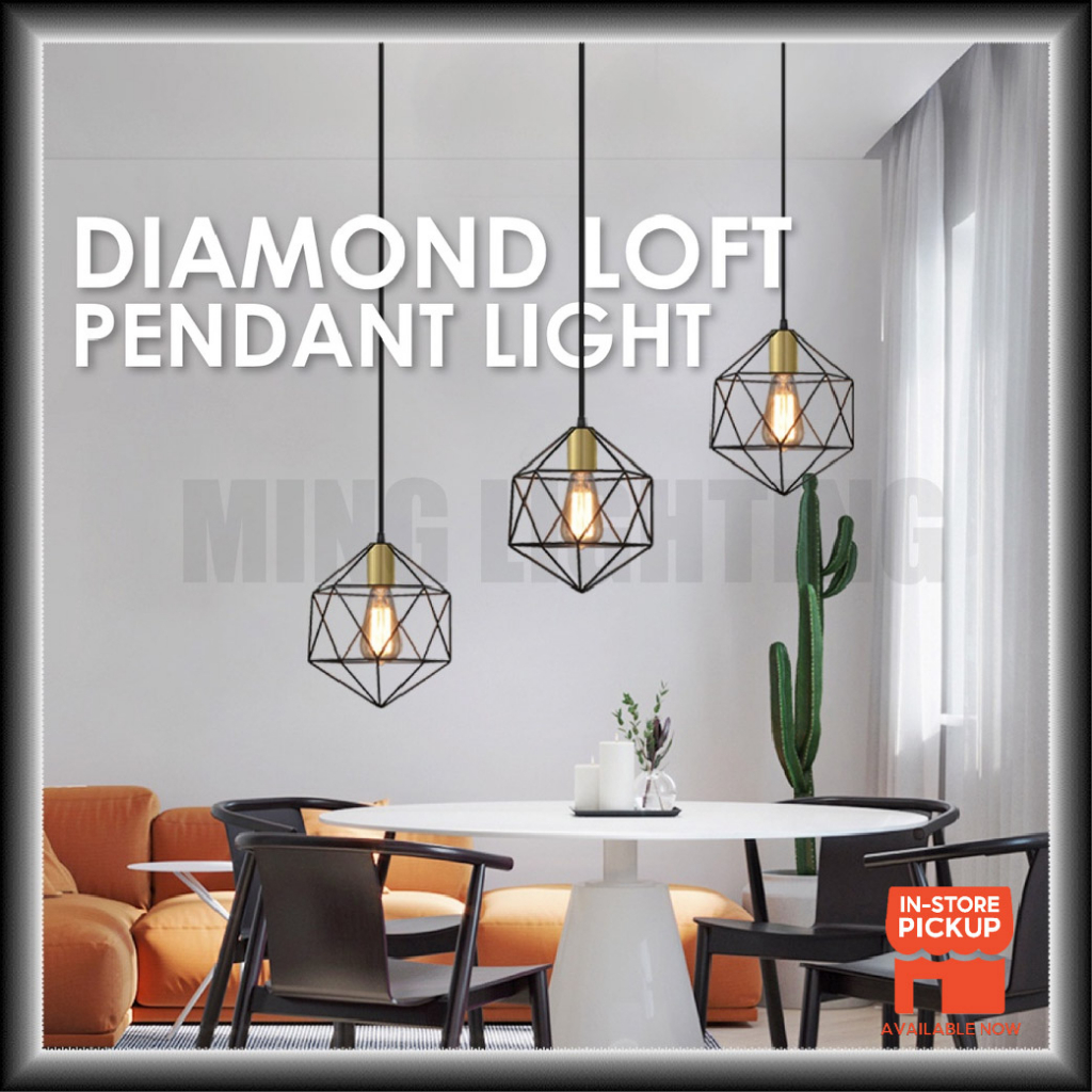 Modern Pendant Lamp Casing Diamond Net Ceiling Pendants Light Home ...