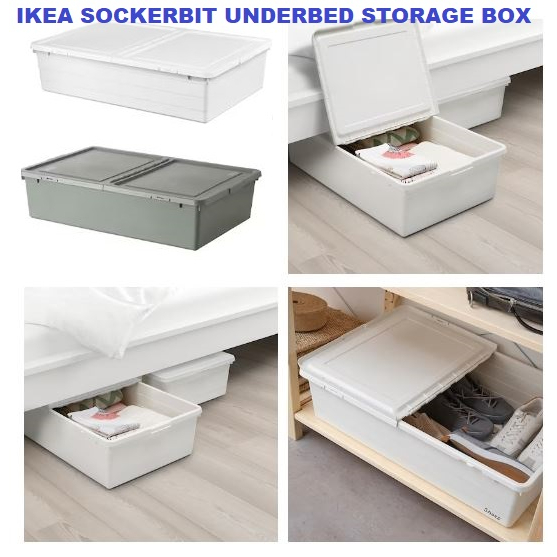IKEA SOCKERBIT Underbed Storage box with lid Under Bed Storage / Bed ...