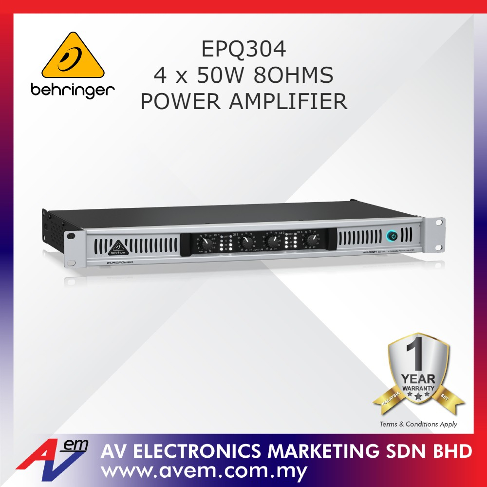 BEHRINGER EPQ304 Professional 300-Watt Light Weight 4-Channel Power ...