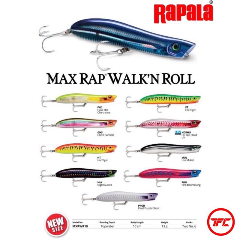 RAPALA MaxRap Walk’N Roll 10 Pencil Lure MXRWR10 Max Rap 10cm | Shopee ...