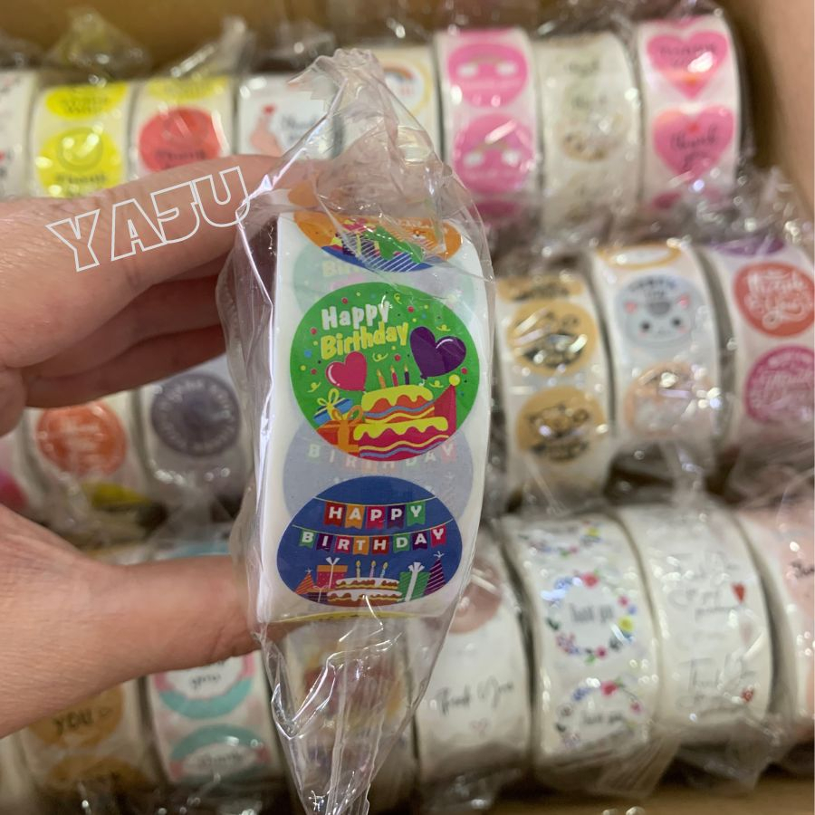 【YAJU!】Thank You & Handmake Sticker 25MM Label Seal Love Terima Kasih ...