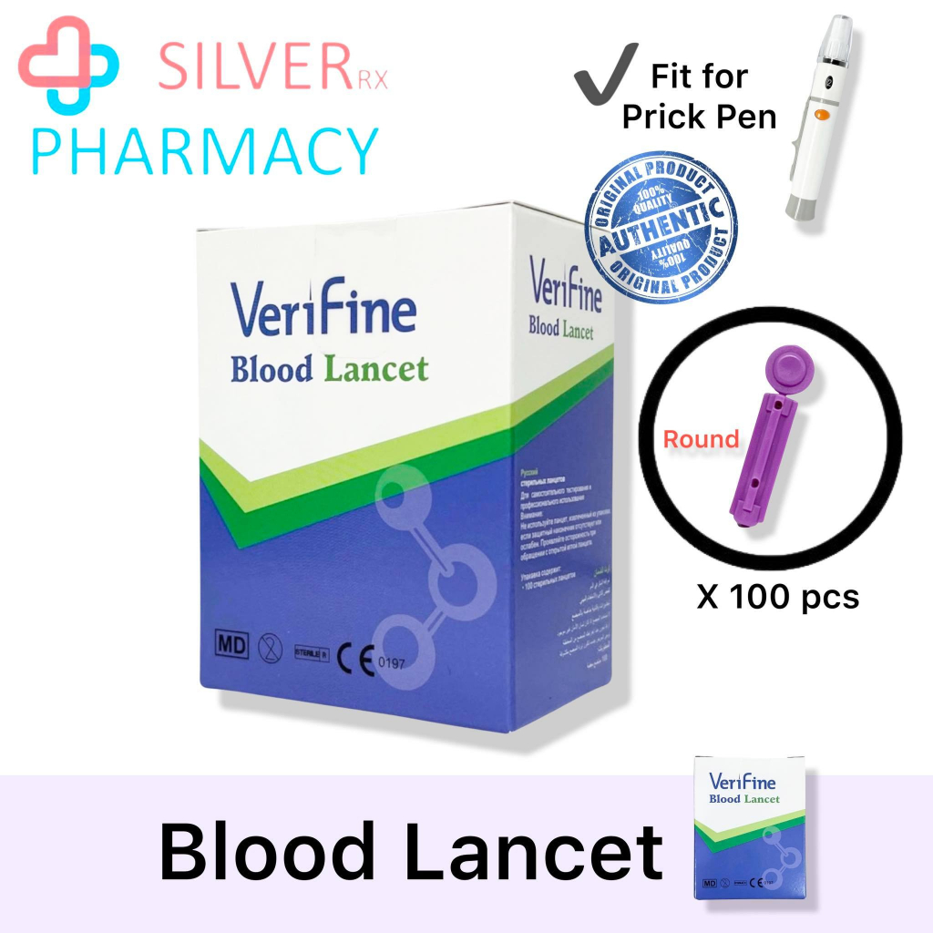 [Exp 07/2026] Verifine Blood Lancet [Round] 100pcs/30g, Insulin Pen ...