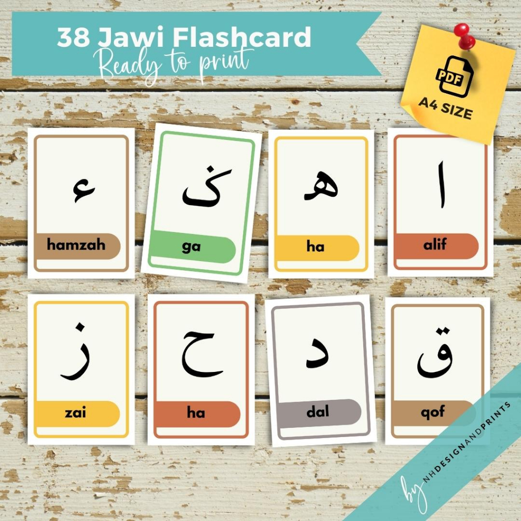 [PDF Soft Copy] Flashcards Jawi | Flashcard Hijaiyah | Arabic Alphabet ...