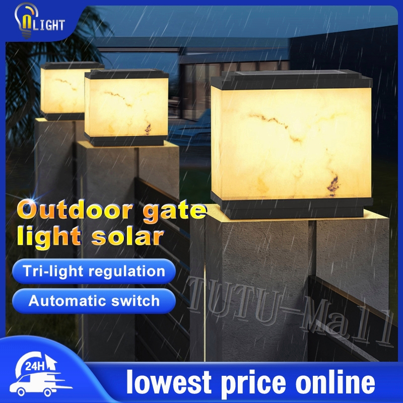 Raya Lampu Pagar Solar Pillar Light Outdoor Gate Light Solar IP67 ...