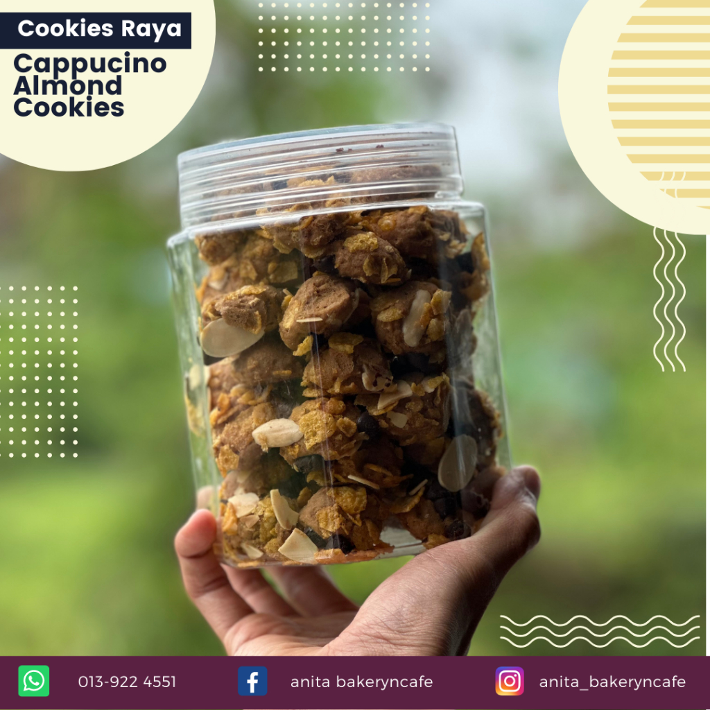Biskut Raya 2023 Cappucino Almond Cookies 70pcs/balang | Shopee Malaysia