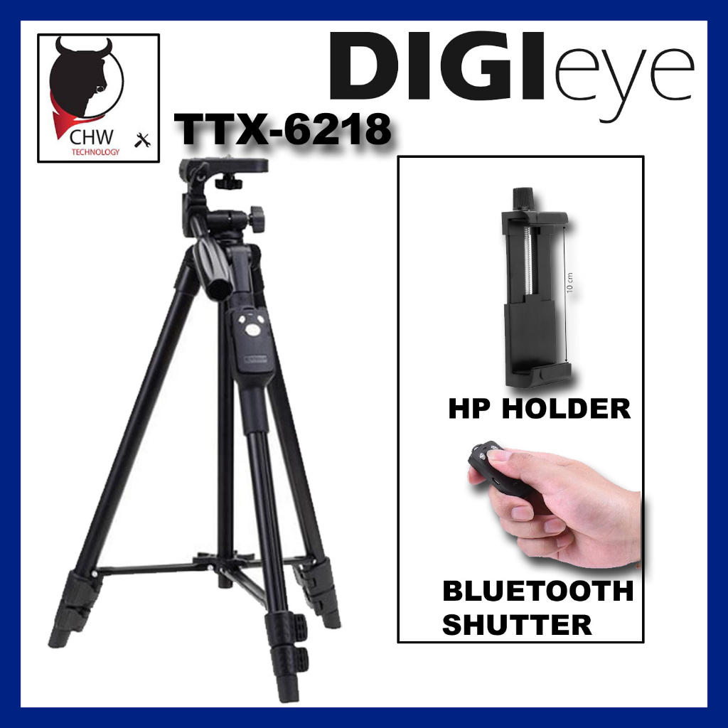 DIGIEYE TTX6218 TTX-6218 TRIPOD WITH FREE SMARTPHONE HOLDER WITH REMOTE ...