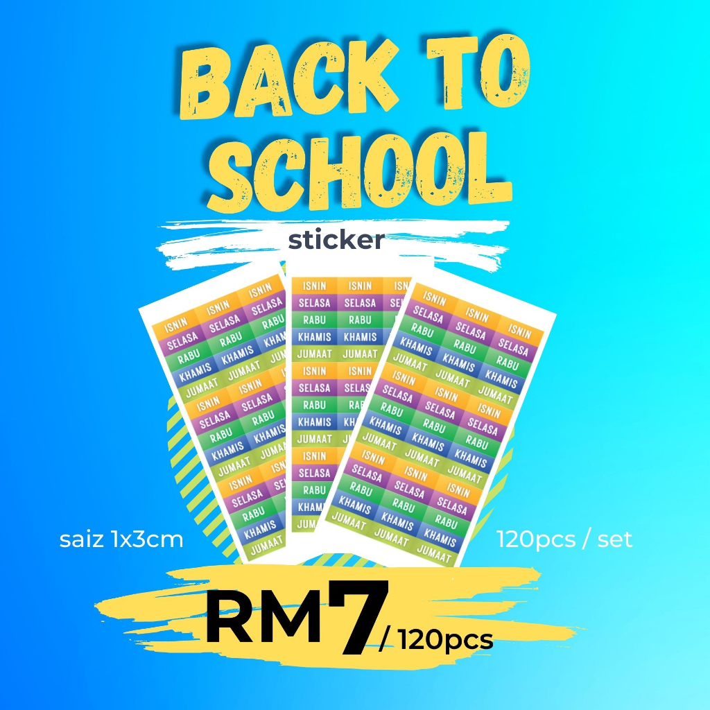 {STICKER SEKOLAH 2} 120PCS STICKER HARI UNTUK SEKOLAH SIAP LAMINATE ...
