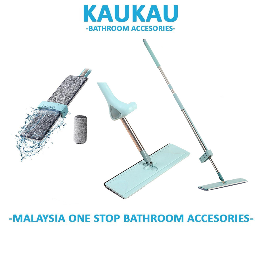 KAUKAU Rectangle Rotation Flat Mop with Wiper Scraper Microfiber ...