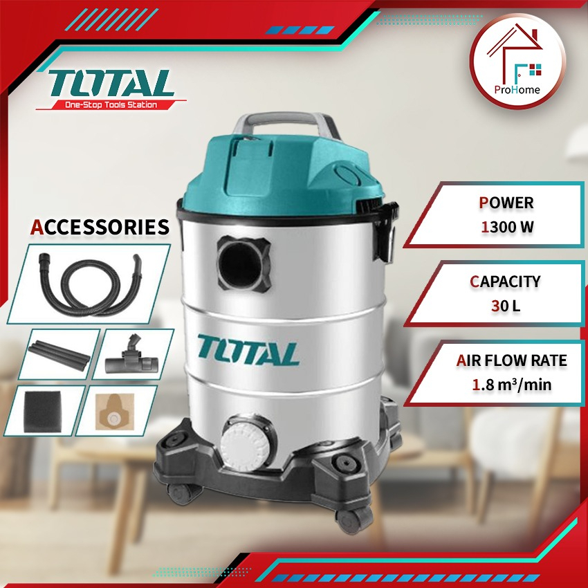 TOTAL TVC13301 30L Wet & Dry Corded Vacuum Cleaner 1300W 吸尘机 | Shopee ...