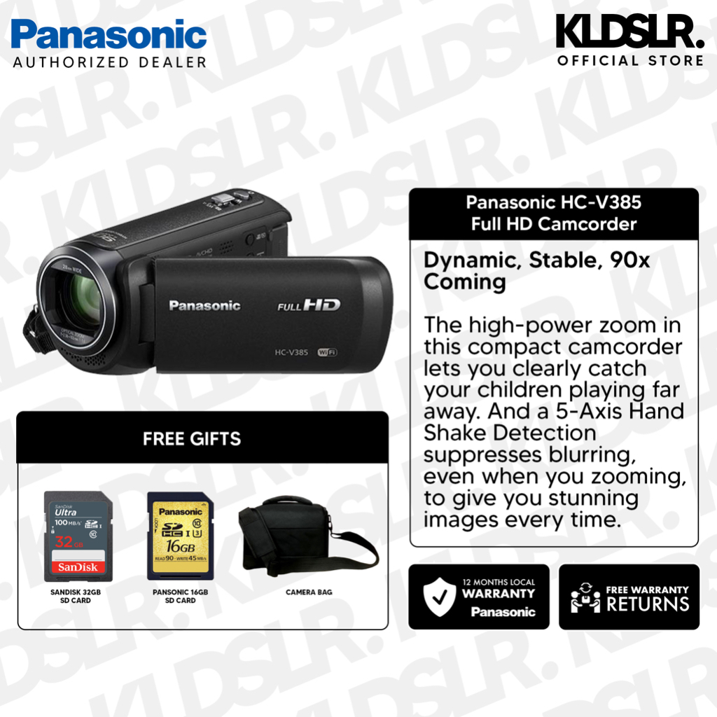 Panasonic HC-V385 High-power 90x Zoom Full-HD Camcorder (Panasonic ...