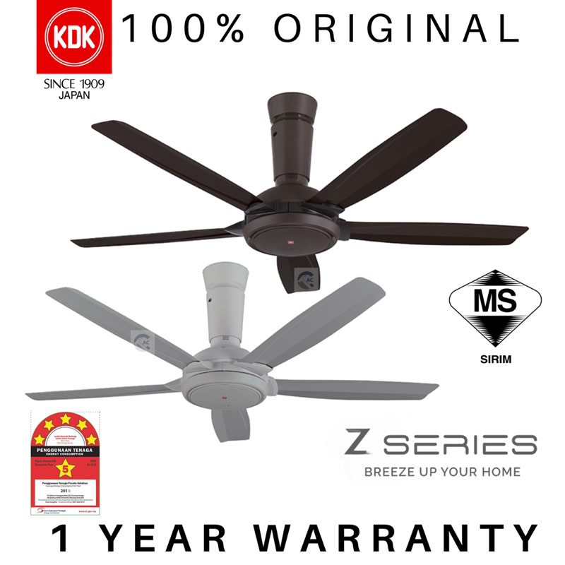 KDK REMOTE CEILING FAN Z Series 4BLADES/ 5 BLADES K14XZ K14YZ PBR / GY ...