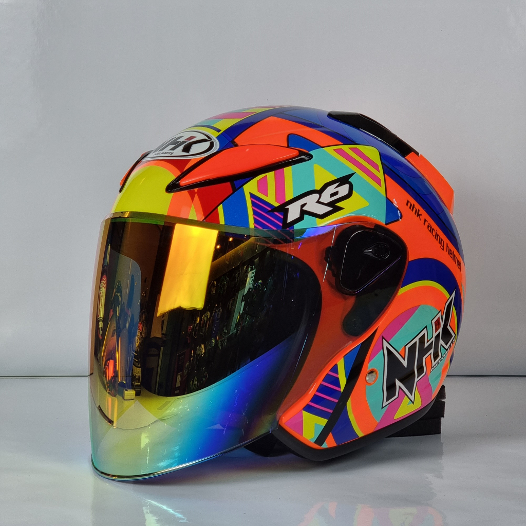 NHK Helmet R6 Pigment (Orange Flo Glossy) (Large) | Shopee Malaysia