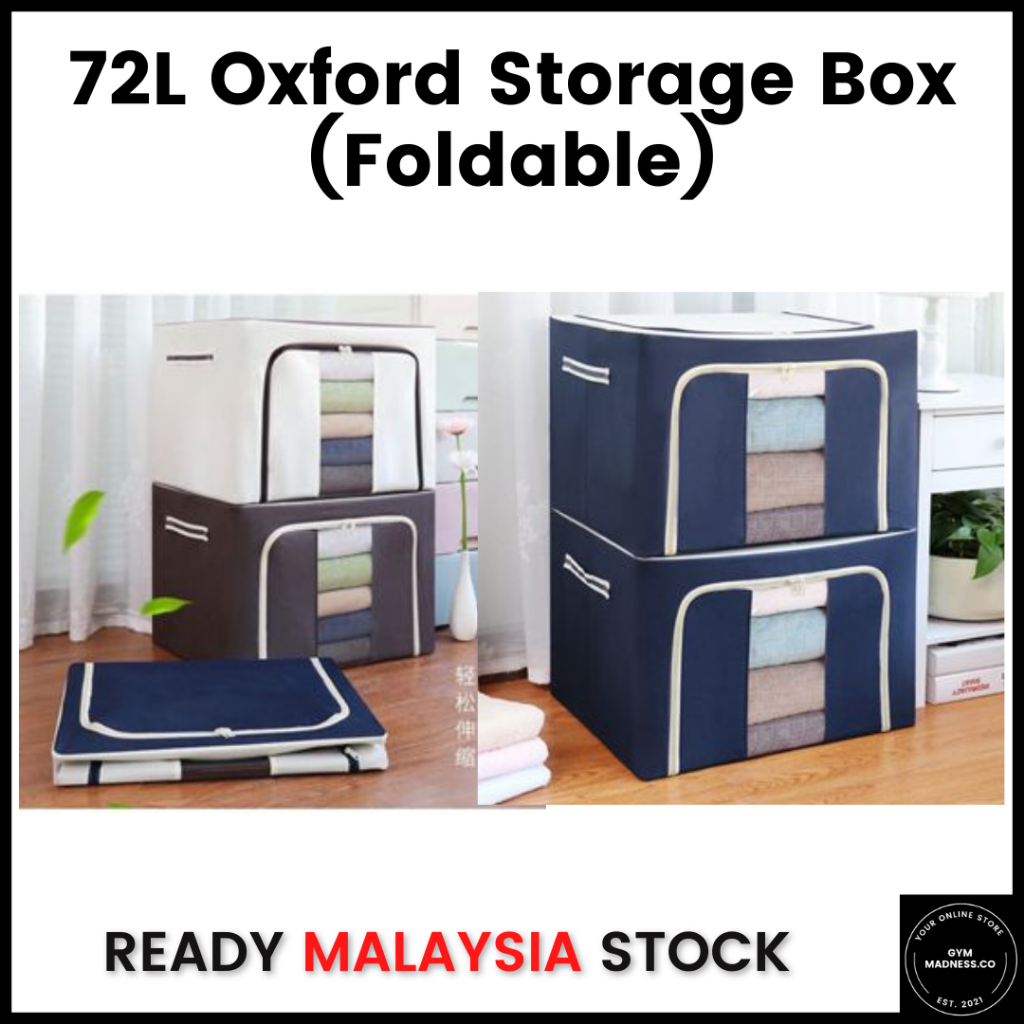 72L OXFORD STORAGE BOX/ FOLDABLE EXTRA LARGE DETACHABLE CLOTH STORAGE CLOTH ORGANISER STEEL ...