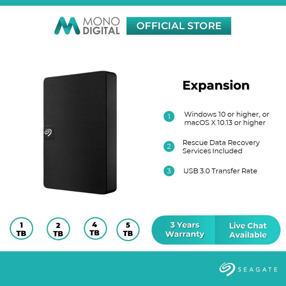 Seagate Expansion USB 3.0 Portable External Hard Disk HDD Hard Drive (5TB/4TB/2TB/1TB) | Shopee ...