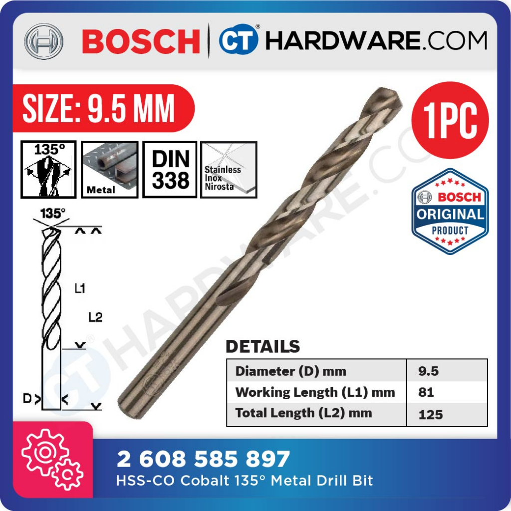BOSCH HSS-G COBALT DRILL BIT 135° METAL DRILL BIT SIZE 6.5MM TO 10.0MM ...