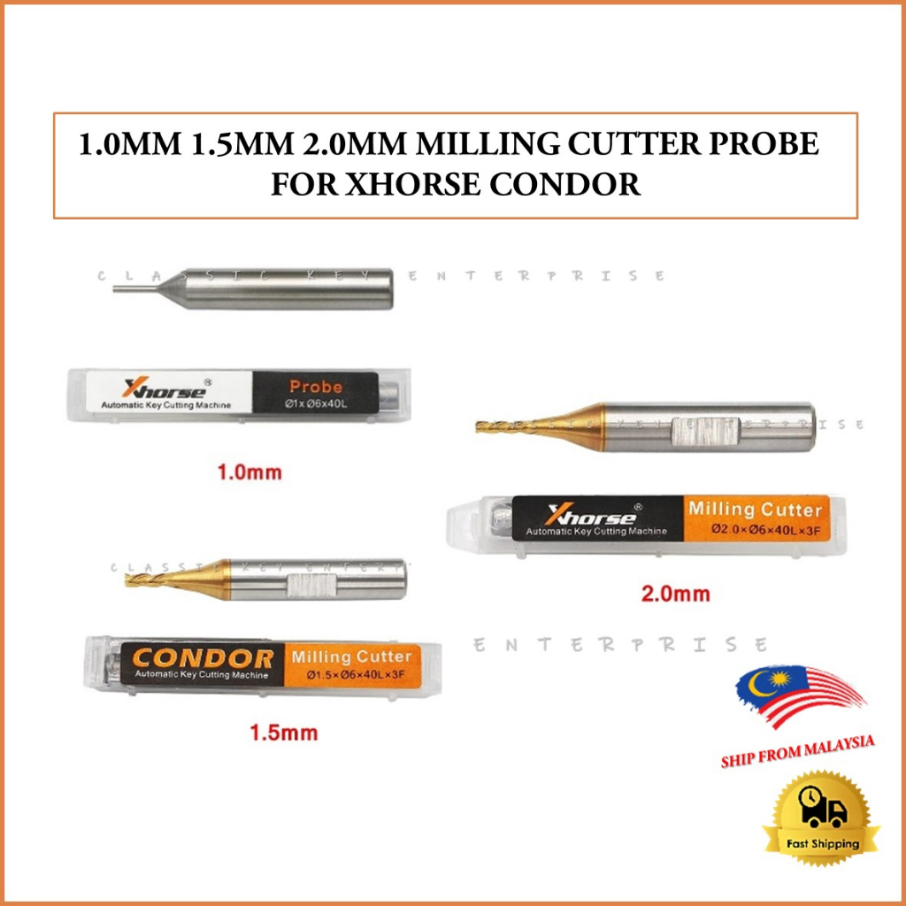 CONDOR Xhorse Key Cutting Machine Miller Cutter 1.5 / 2.0 x 6 x 40L x3F ...