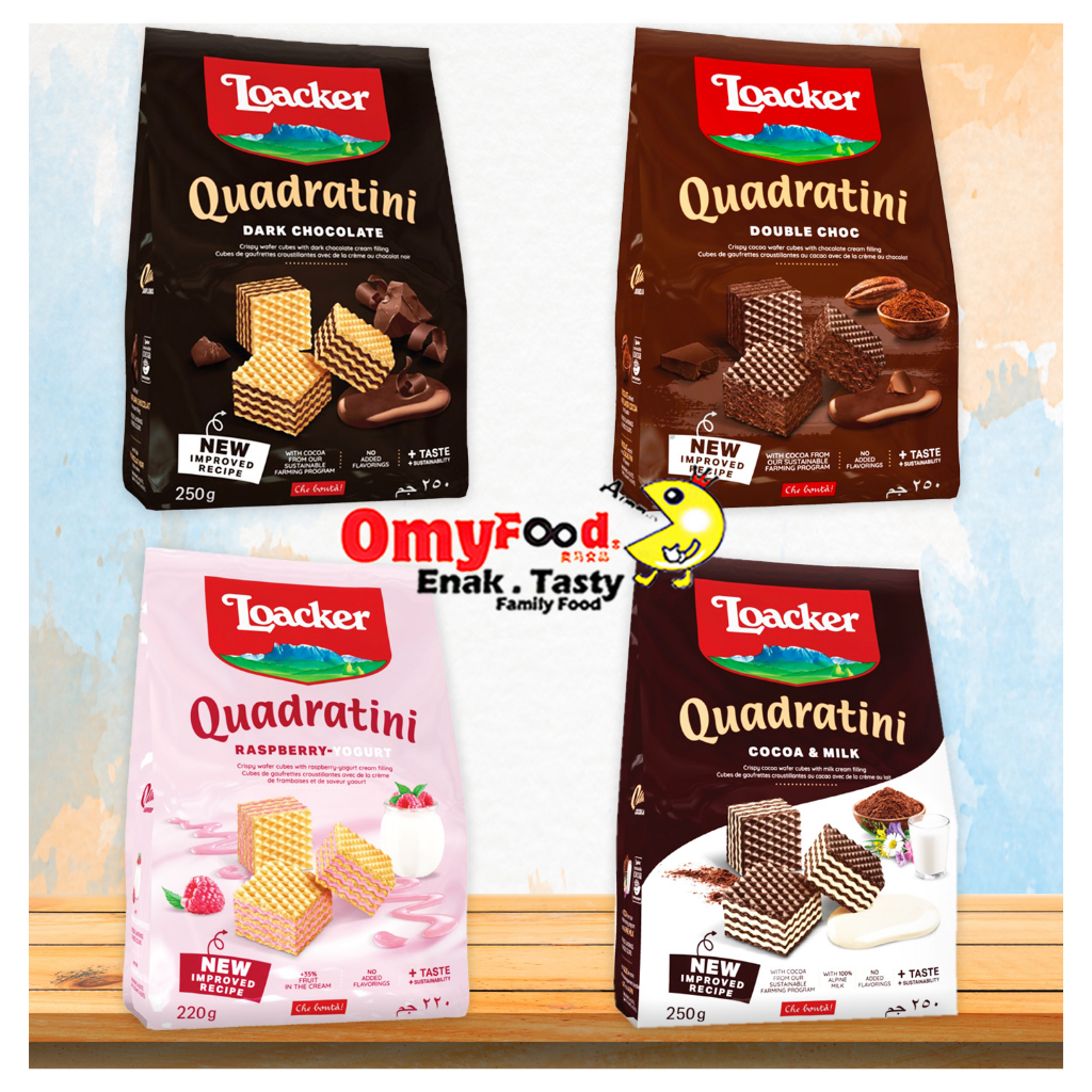 220g / 250g Loacker Quadratini Wafer Cubes [Dark Chocolate / Double ...