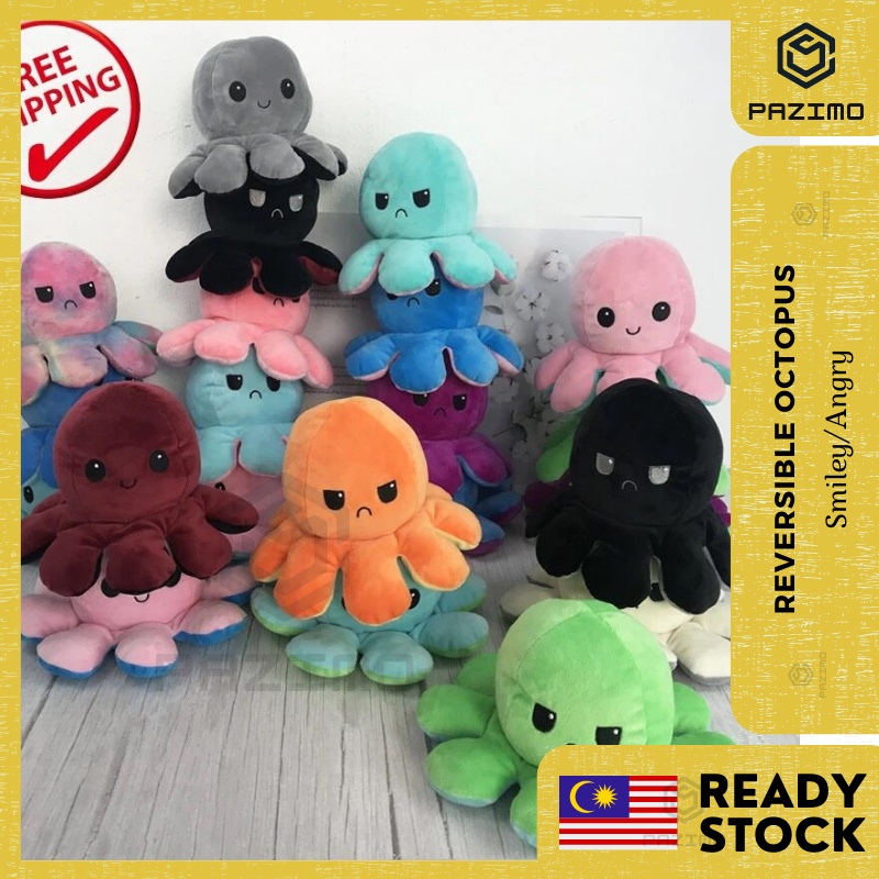 Clearance Reversible Octopus angry octopus plush toy flip doll mainan ...