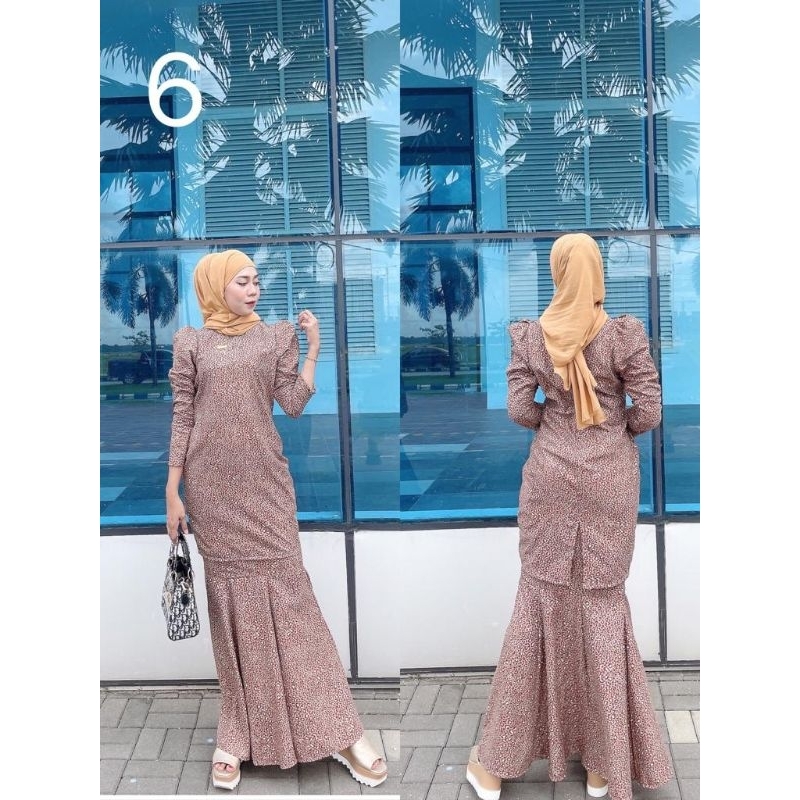 baju raya mama gojes retro leopard coklat | Shopee Malaysia