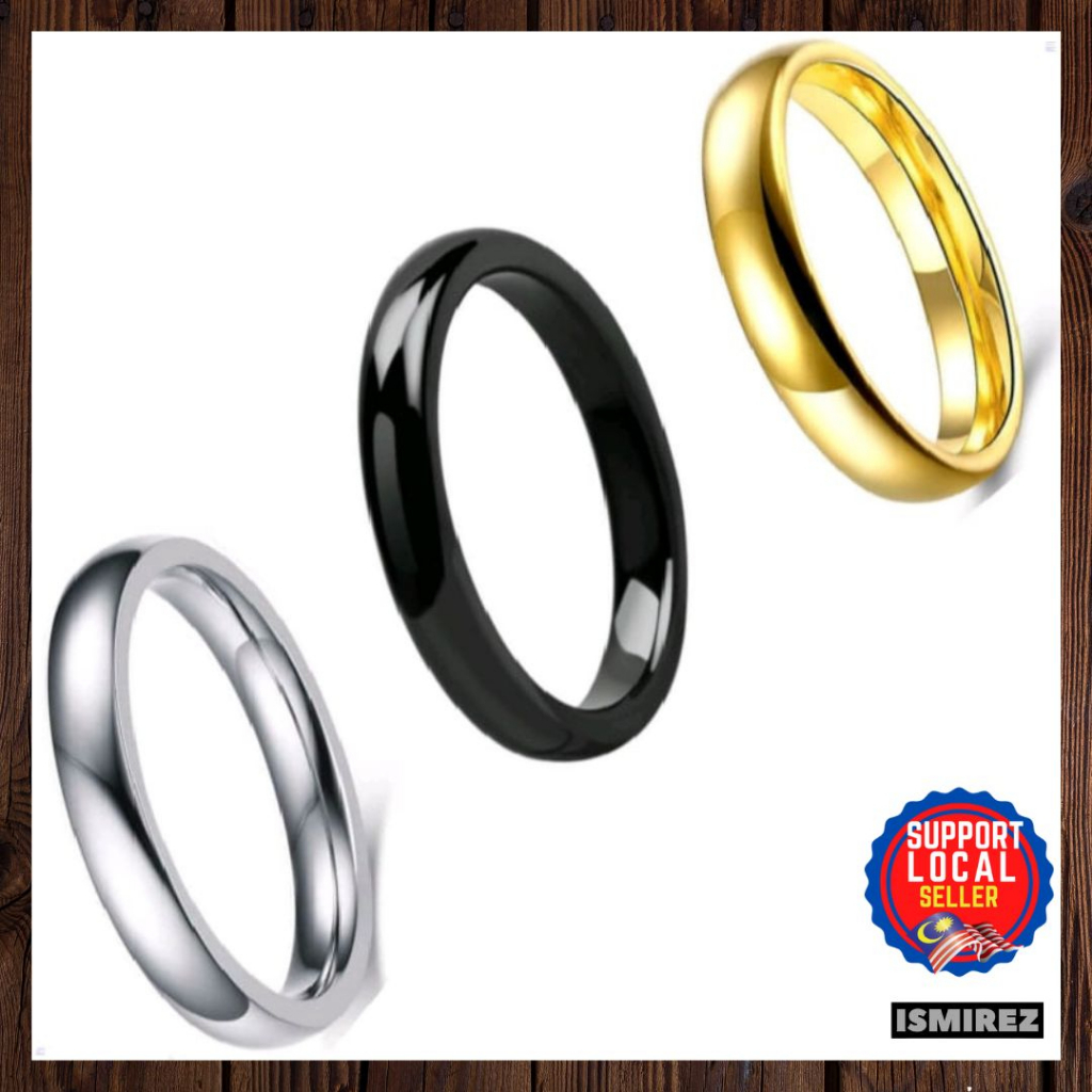 Cincin Hitam 4mm Stainless Steel Men Ring For Men Cincin Lelaki Cincin ...