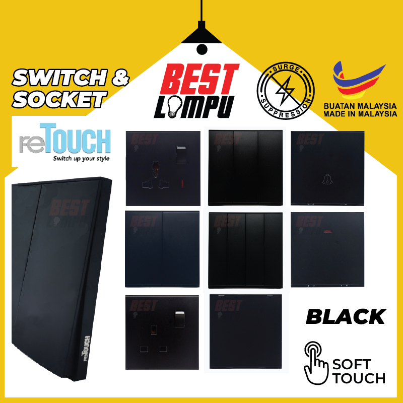 Retouch Elegance Sense Black Wall Switch 13A 15A 16A 20A Socket Plug ...