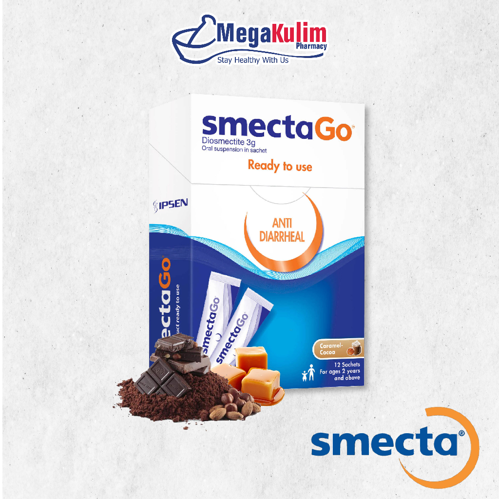 Smecta Go Antidiarrheals Cocoa & Caramel Flavor 12 Sachets | Shopee ...