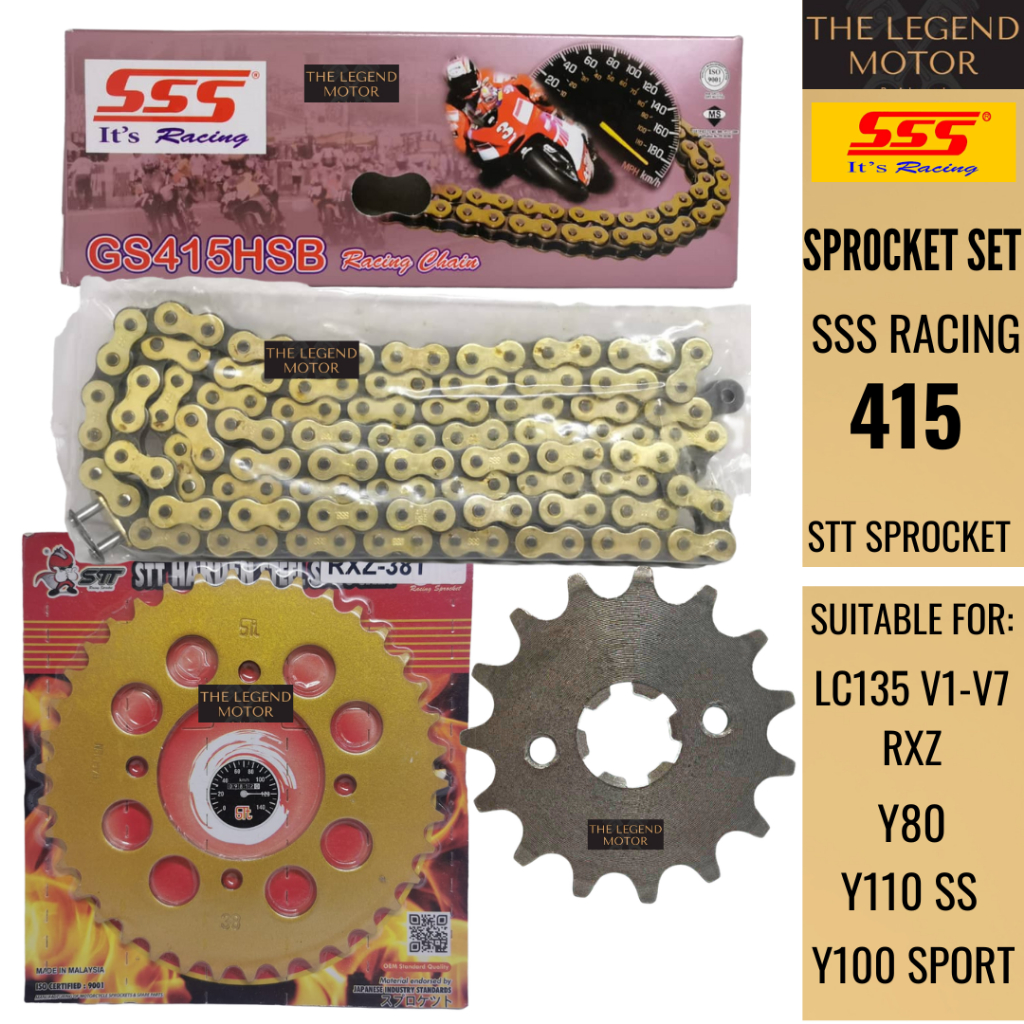 SSS RACING 415 HEAVY DUTY RXZ Y125Z LC135 LAGENDA CHAIN RANTAI GOLD ...