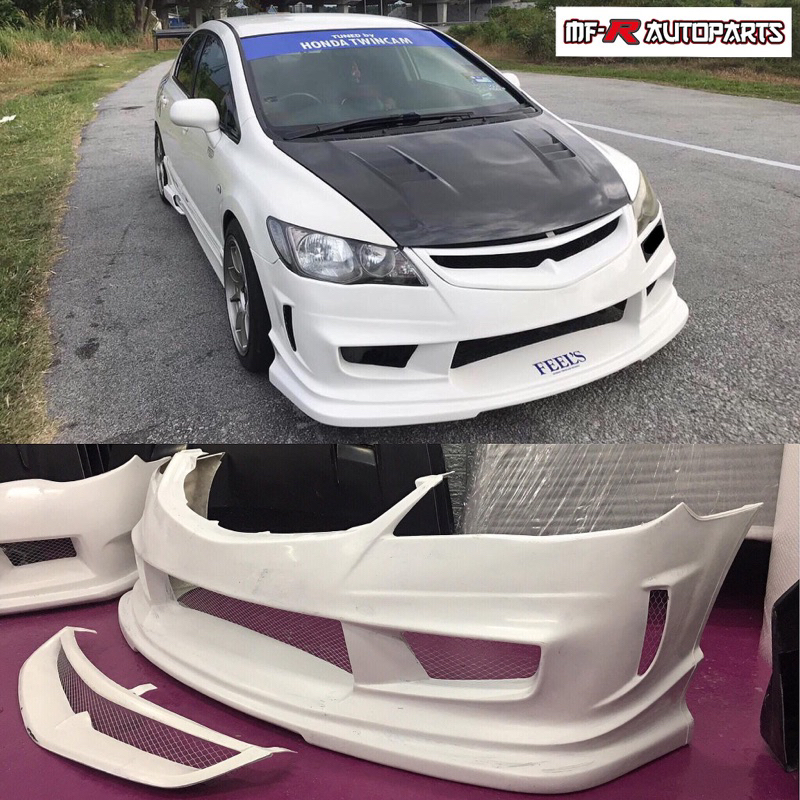 (NEW) FRP FRONT BUMPER FEELS HONDA CIVIC FD TYPE R (NO UPPER GRILLE ...