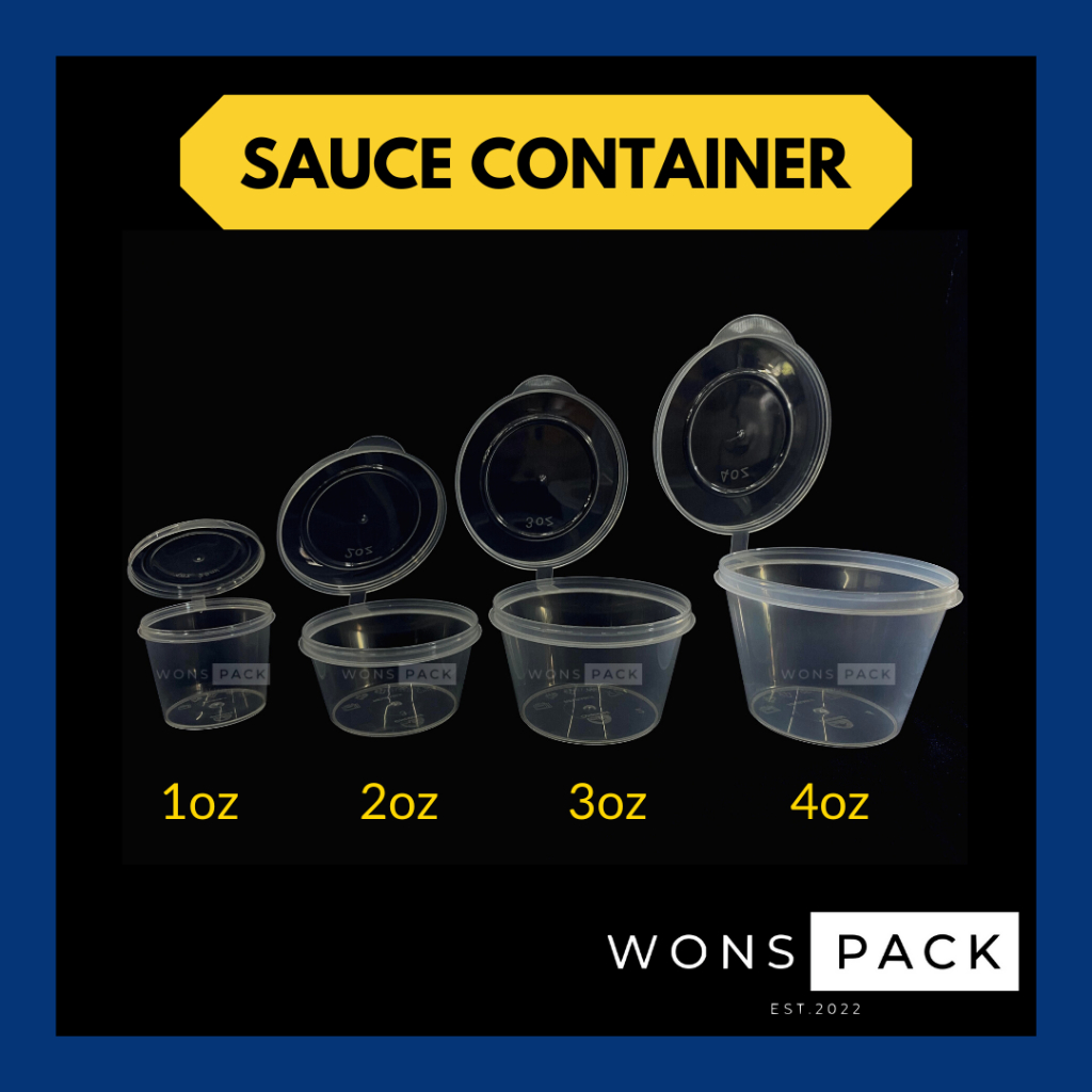 [50pcs] Plastic Sauce Container with Hinged Lid /Mini Round Sauce ...