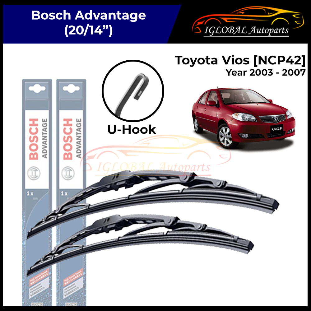 Toyota Vios [NCP42] Year 2003-2007 Bosch Advantage Windshield Wiper Set ...