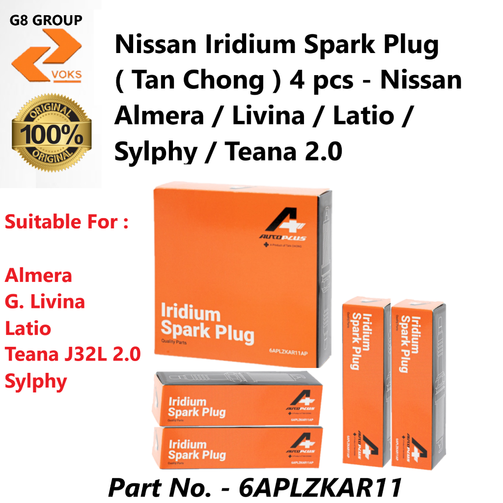 Nissan Car Iridium Spark Plug 4pcs ( Tan Chong ) - Nissan Almera ...