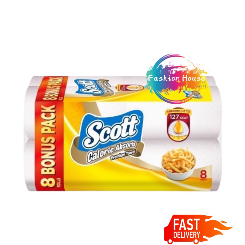 Scott Calorie Absorb Kitchen Towel (50's x 8 rolls) | Shopee Malaysia