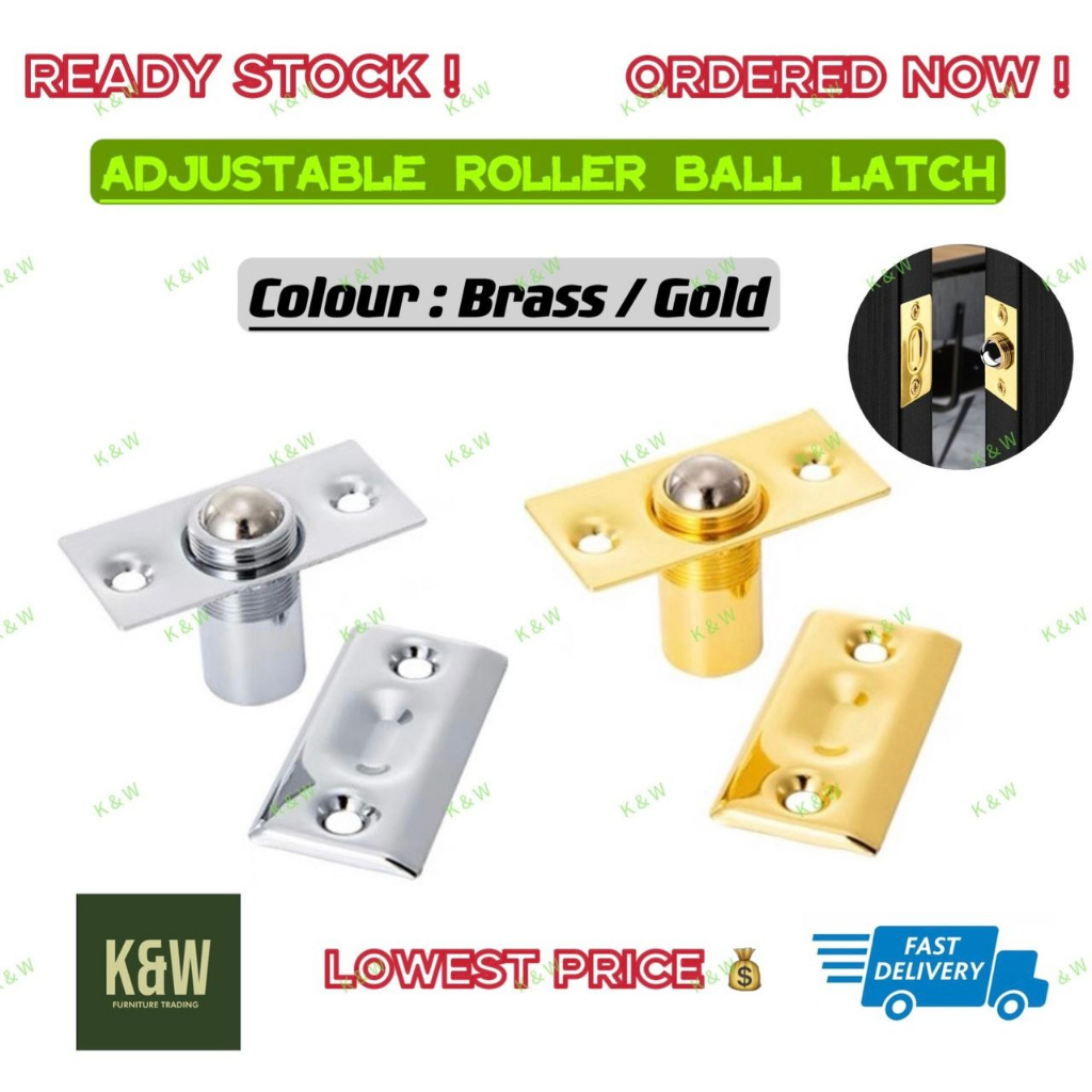 BRASS / CHROME ADJUSTABLE BALL CATCH MORTICE LOCK DOOR SPRING BALL ...