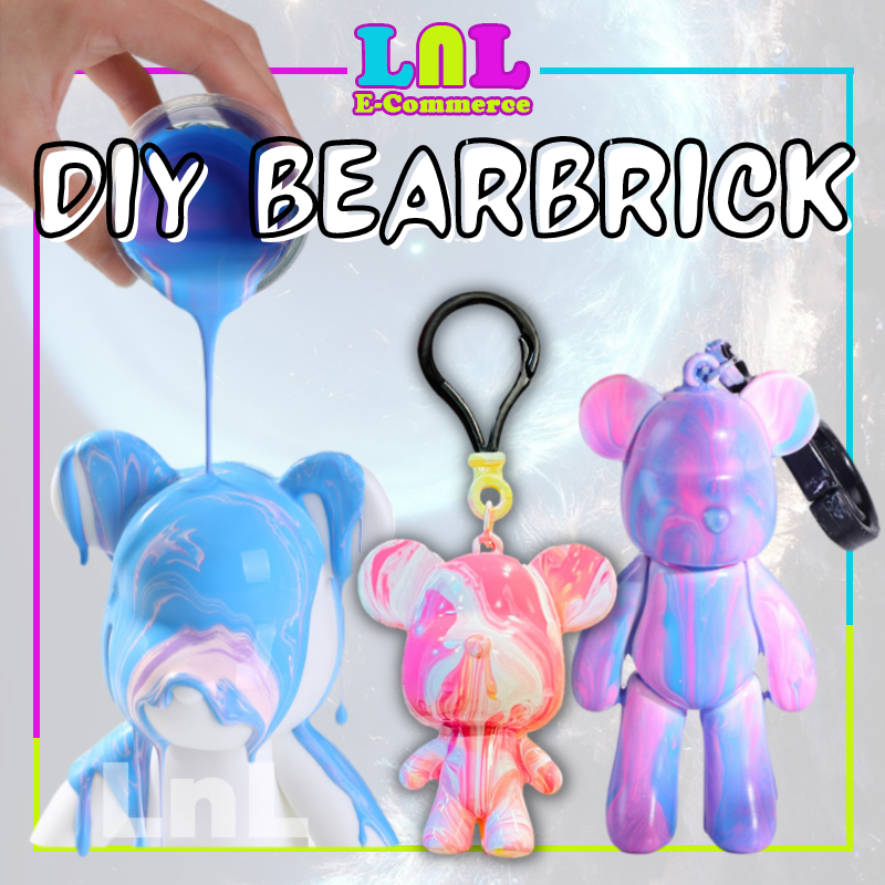 LNL DIY Fluid Bearbrick Keychain Mini Mainan Bear Brick Key Chain ...